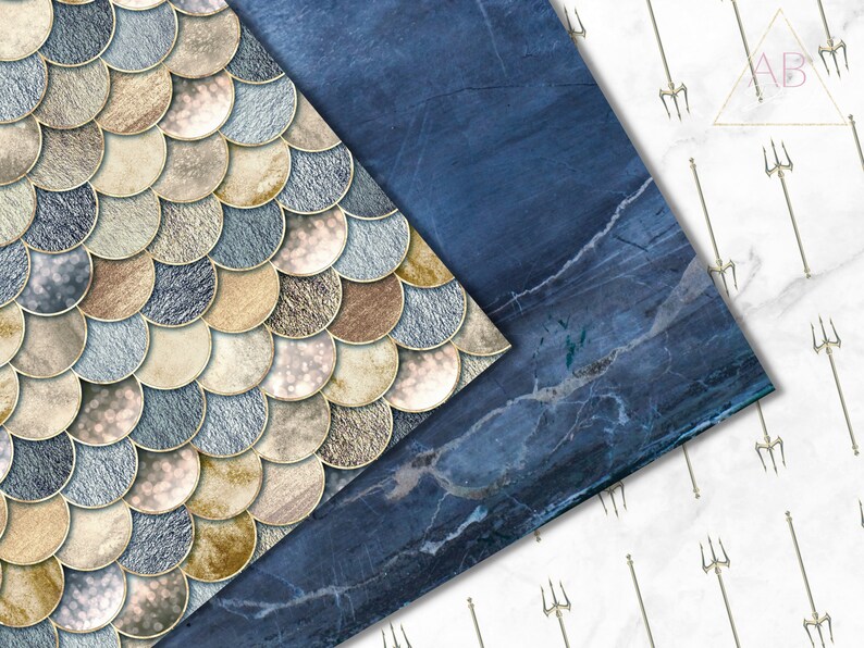 Silver & Gold Mermaid Digital Paper Mermaid Scales Seamless Textures ...