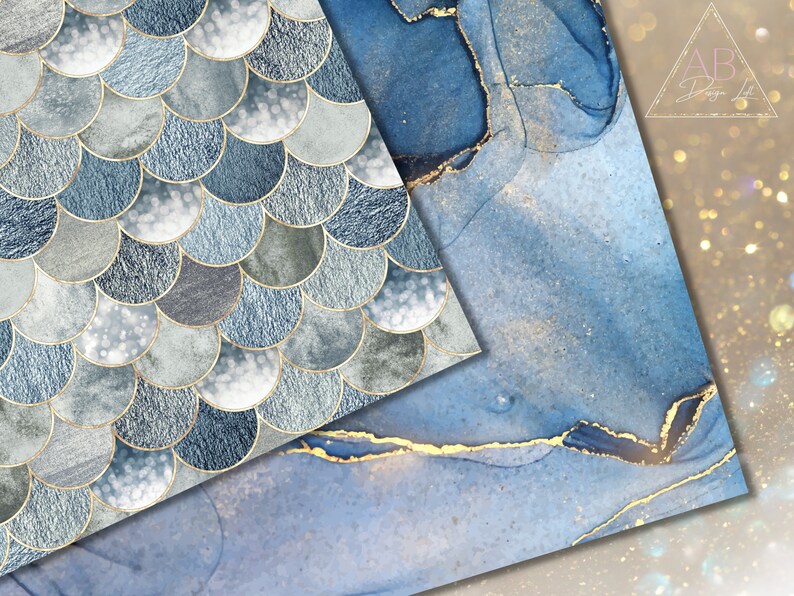 Silver & Gold Mermaid Digital Paper Mermaid Scales Seamless Textures ...