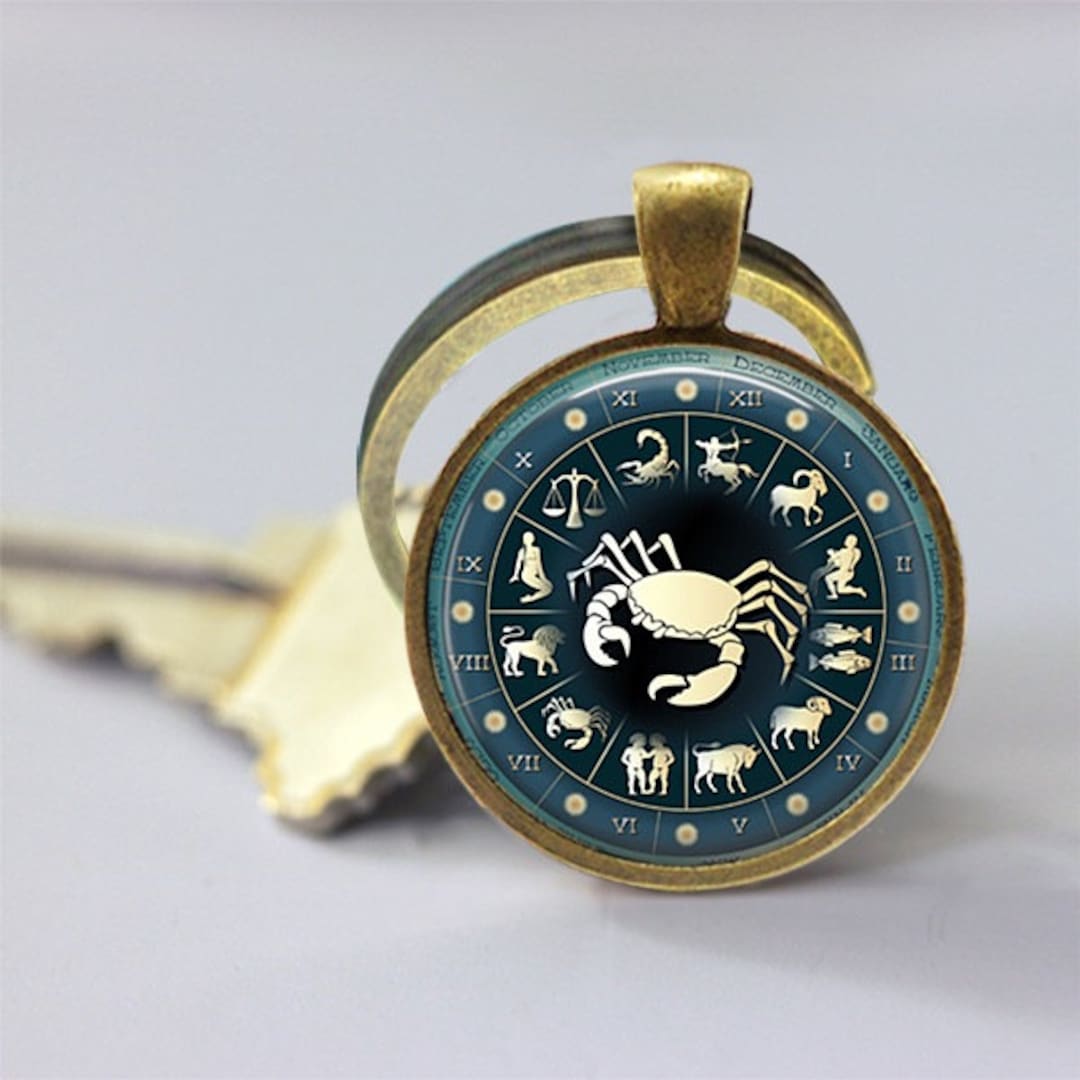 Zodiac Signs Cancer Glass Pendant/ Necklace/keychain - Etsy