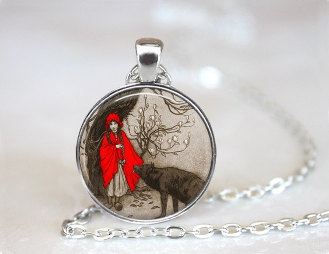Red Riding Hood Glass Pendant, Photo Glass Necklace, Glass Keychain ...