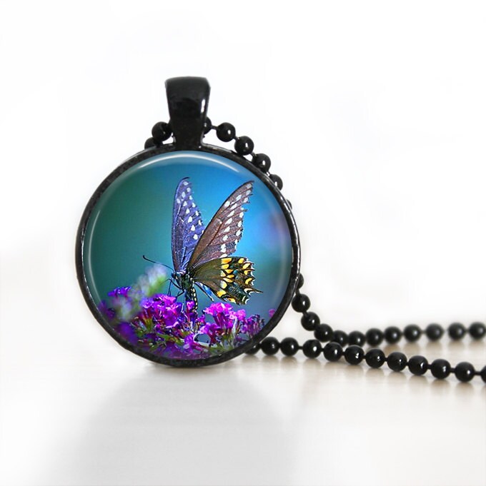 Beautiful Butterfly Glass Pendant Photo Glass Necklace Glass - Etsy