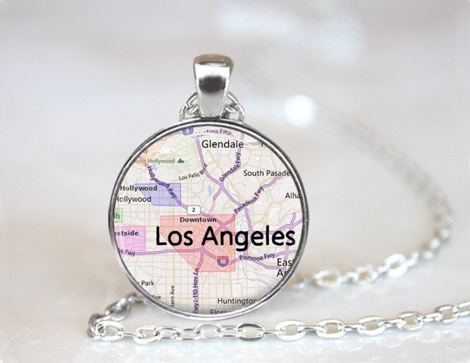 City Maps Los Angeles Glass Pendant/necklace/keychain - Etsy