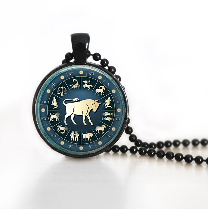 Zodiac Signs Taurus Glass Pendant, Photo Glass Necklace, Glass Keychain ...