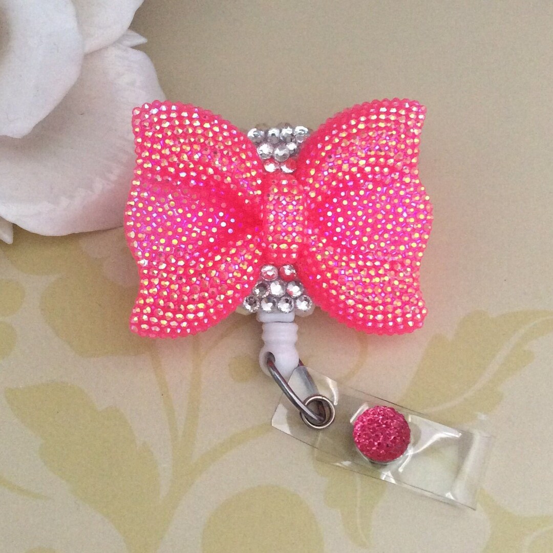 4 Colors of Bows to Choose From,rhinestone Large Bow Retractable ID ...