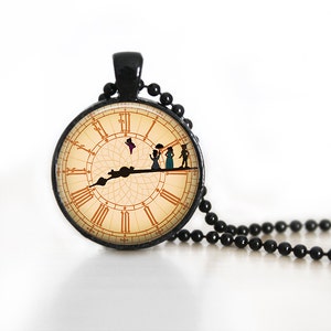 Peter Pan Clock Glass Pendant, Photo Glass Necklace, Glass Keychain - Etsy