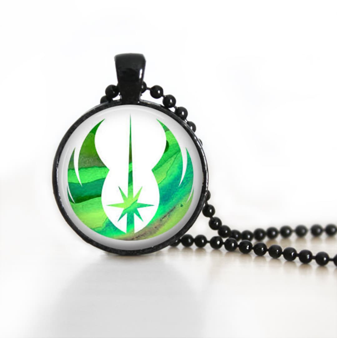 Jedi Green Symbol Glass Pendant, Photo Glass Necklace, Glass Keychain ...