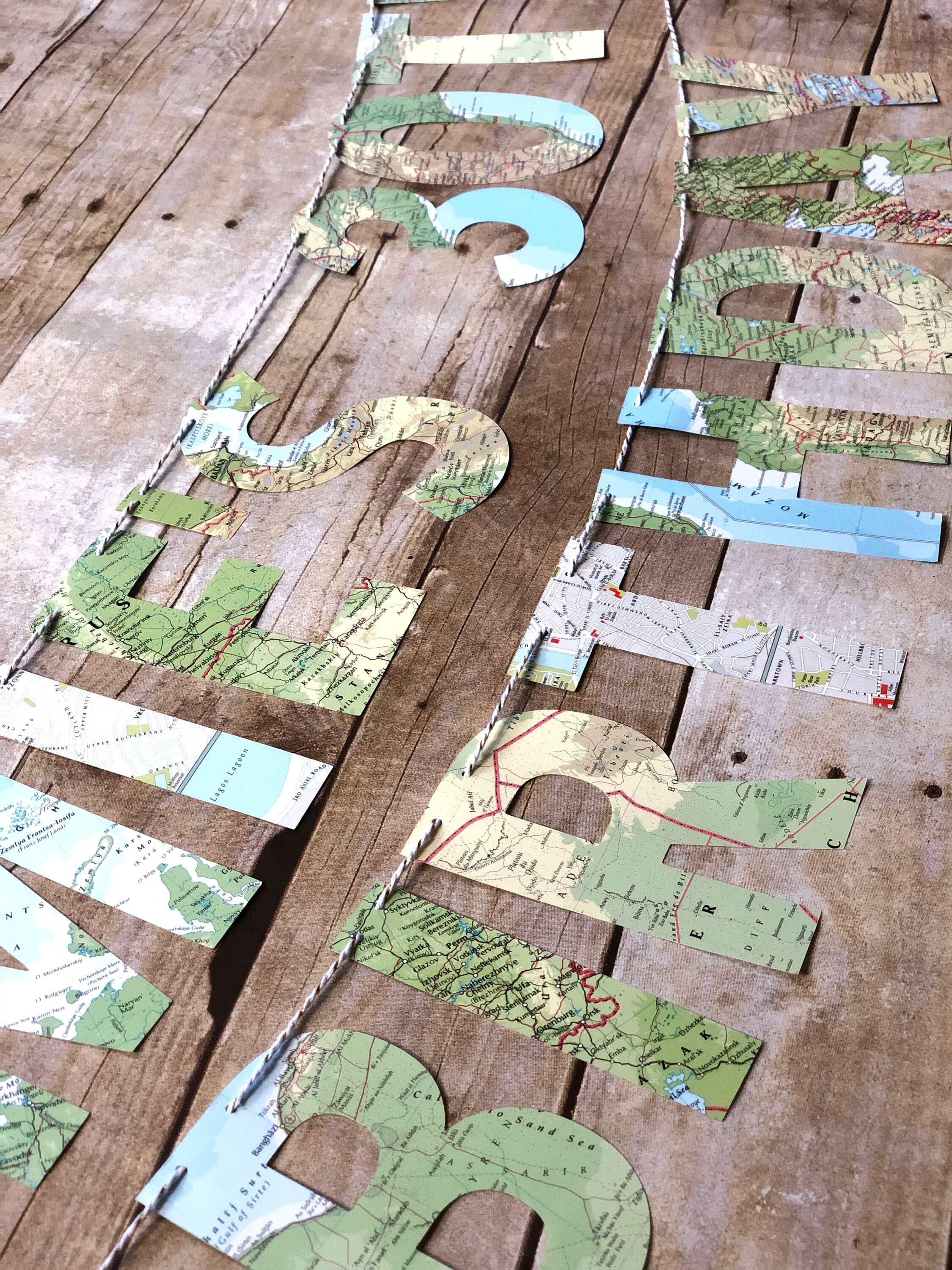 Map Lettering Banner Landkarte Buchstaben Kartenbanner - Etsy Österreich