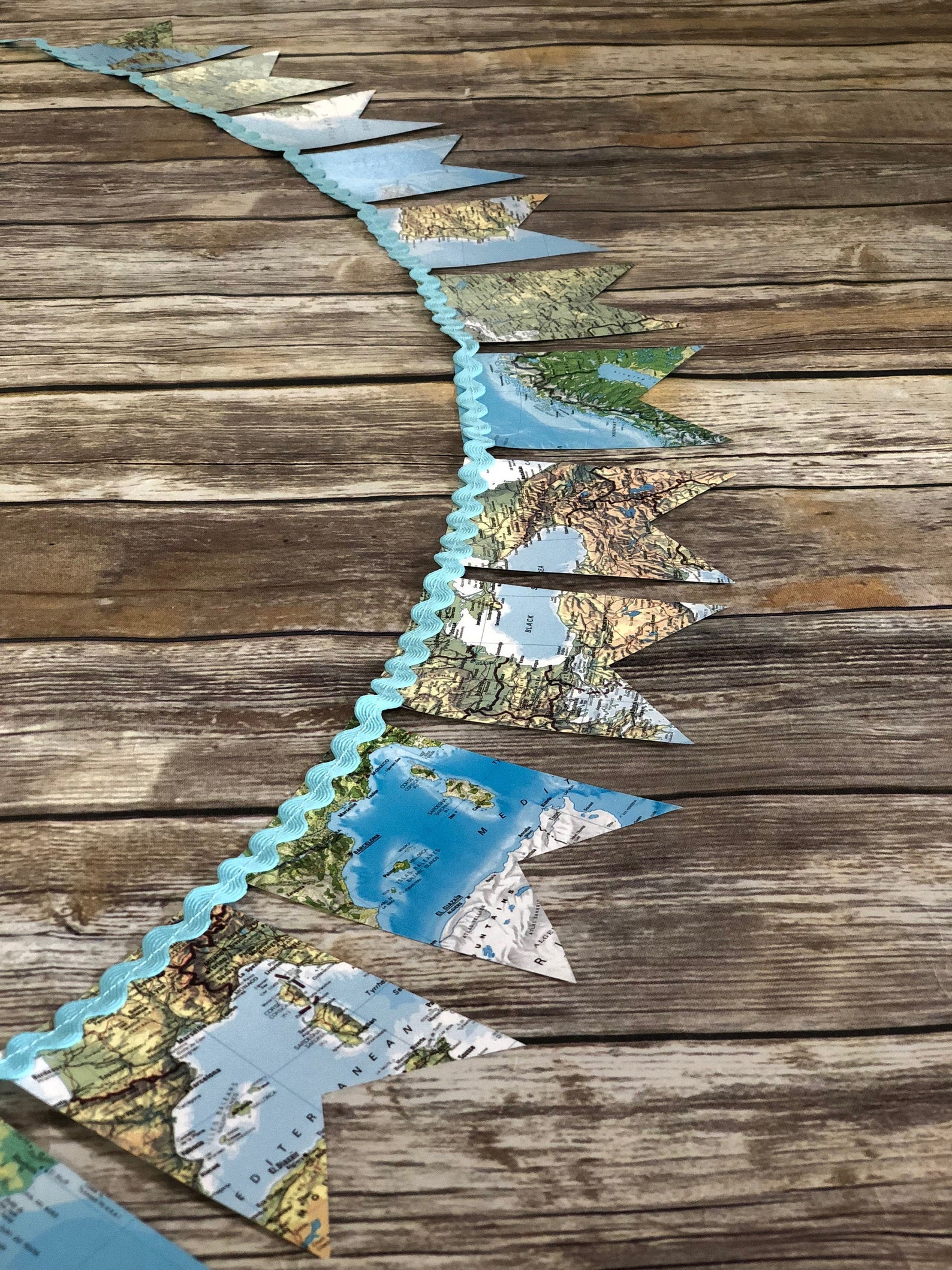 Map Banner Vintage Map Banner Fishtail Banner on Ricrac | Etsy