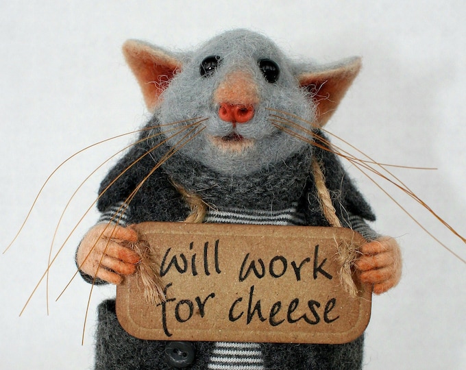 Homeless Mouse, Collectible Doll, Felted Mouse, Soft Sculpture, Felted ...