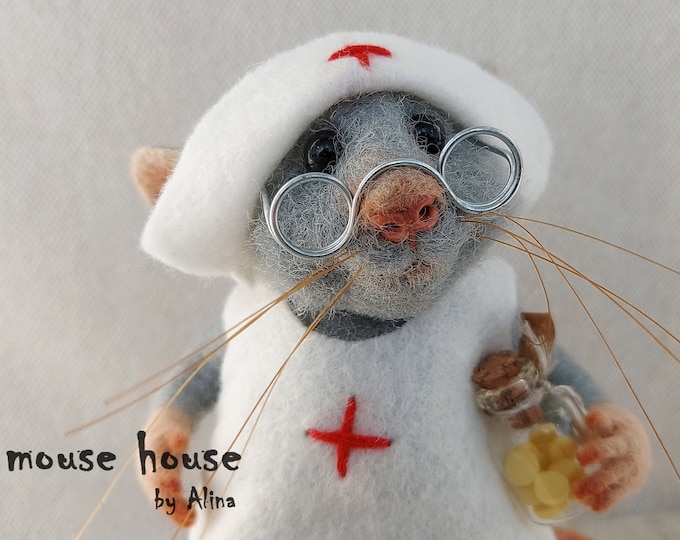 Nurse Mouse, Get Well Soon, Medical Ornament, Felted Mouse, OOAK, Rat ...