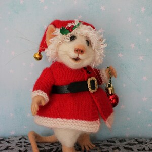 Santa Mouse, Christmas Decoration, Needle Felted Animal, Soft Sculpture ...