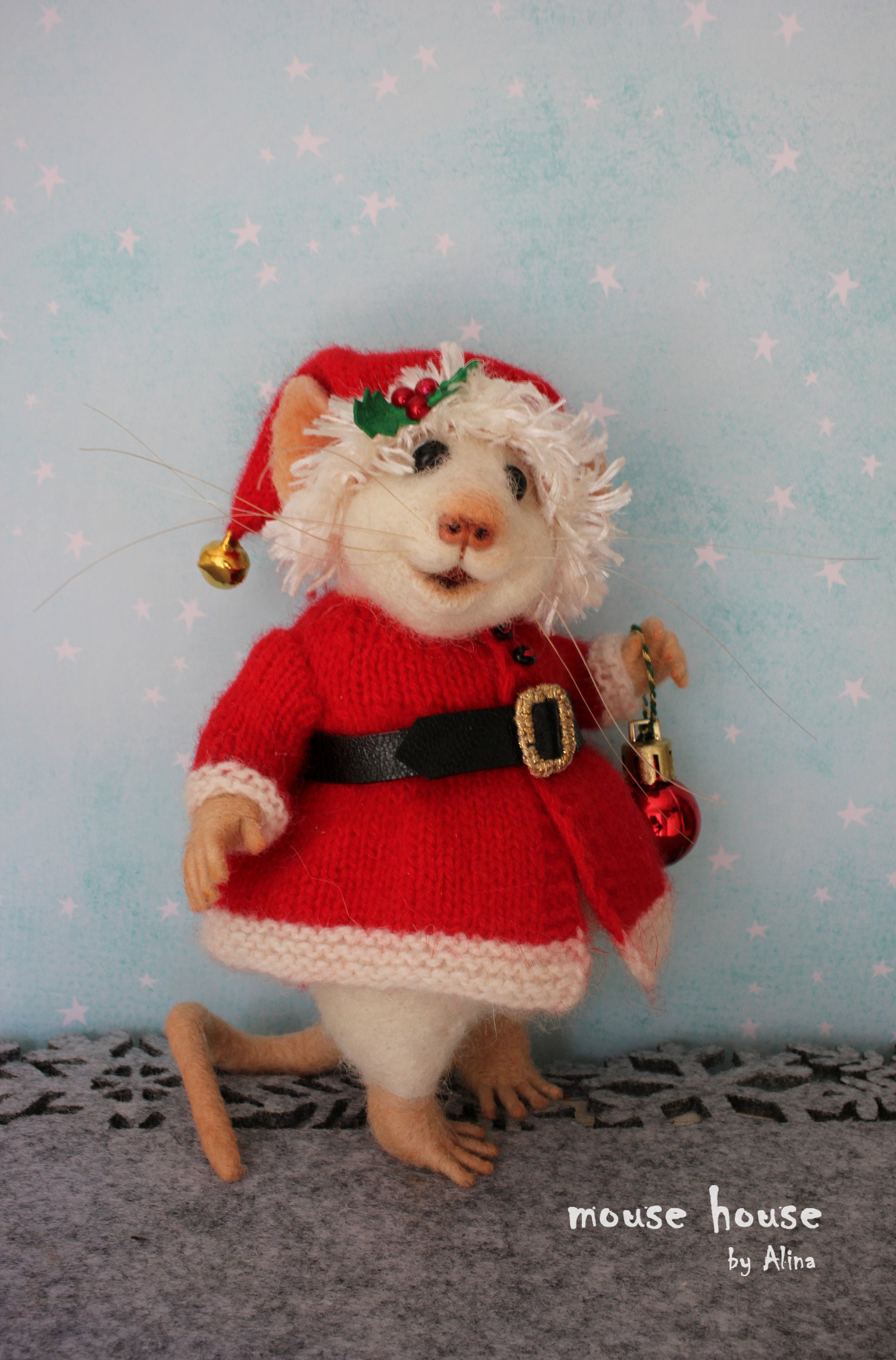 Santa Mouse Christmas Decoration Needle Felted Animal Soft | Etsy
