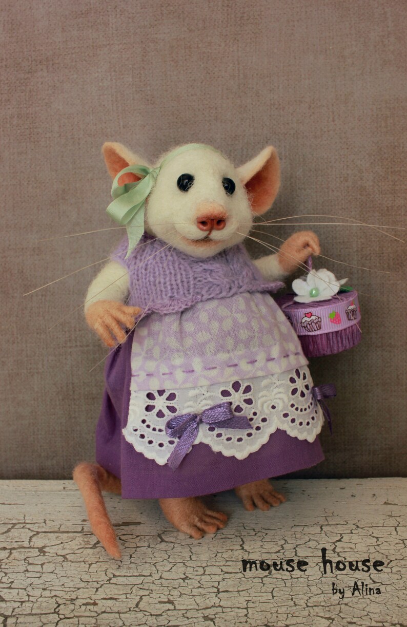 Lavender Mouse with a Gift Box Cute Birthday Present | Etsy