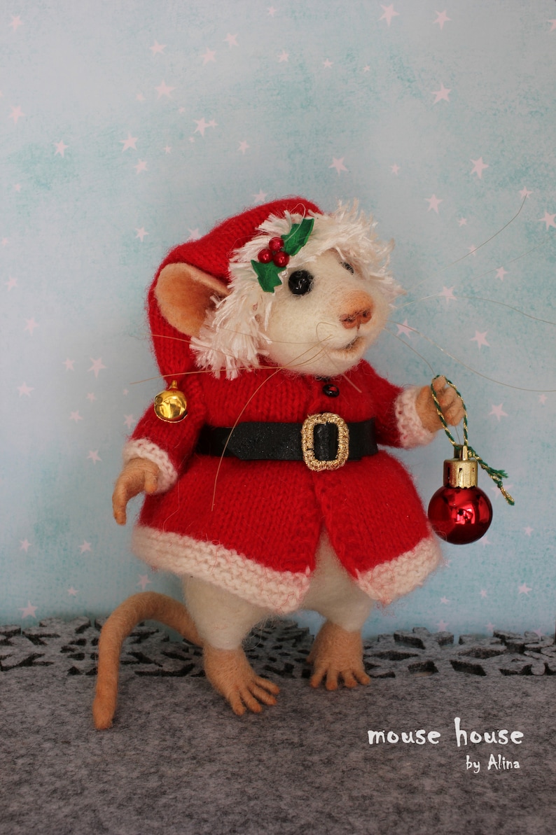 Santa Mouse Christmas Decoration Needle Felted Animal Soft | Etsy