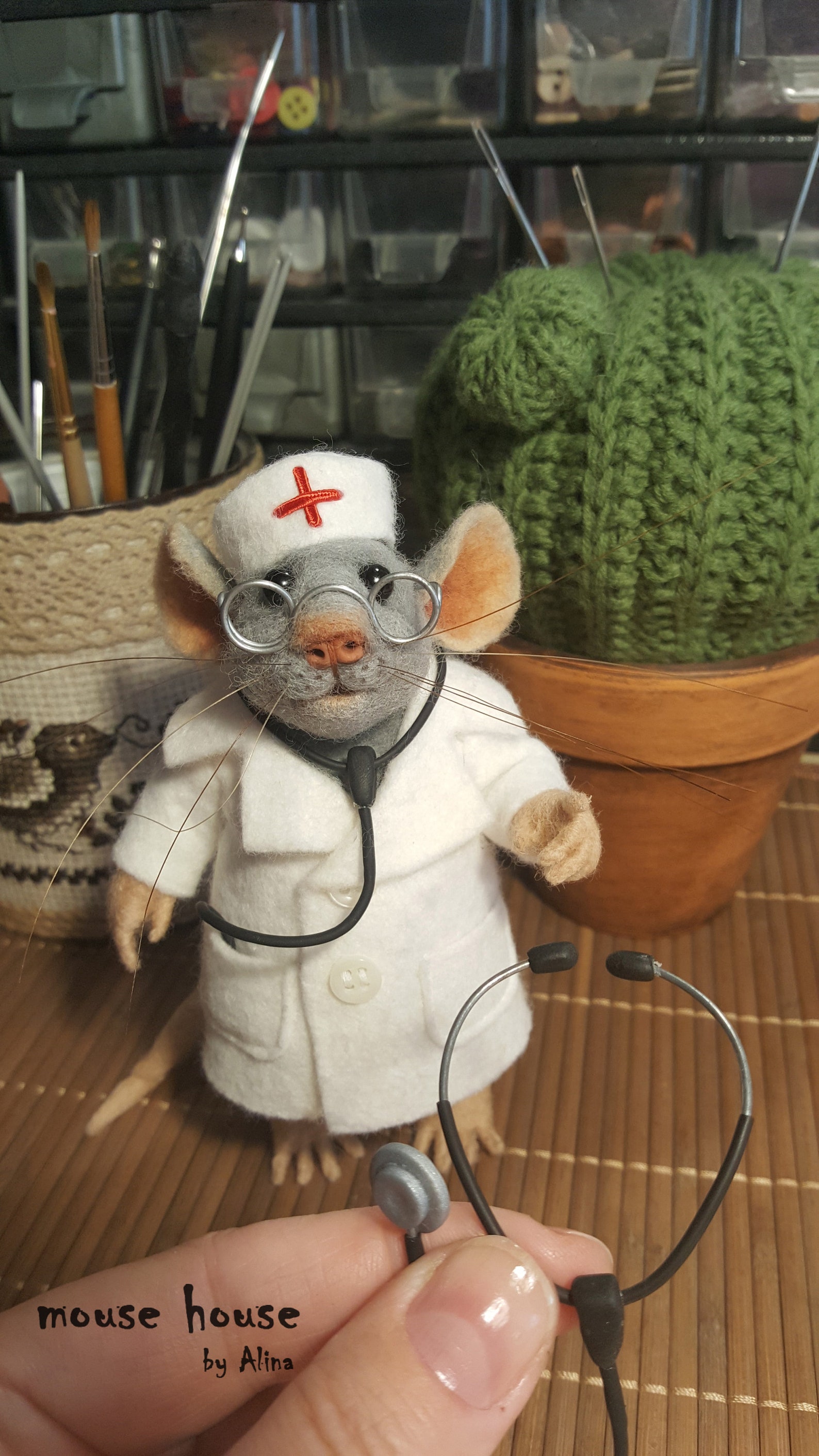 Needle Felted Doctor Mouse With Stethoscope Physician Gift for - Etsy