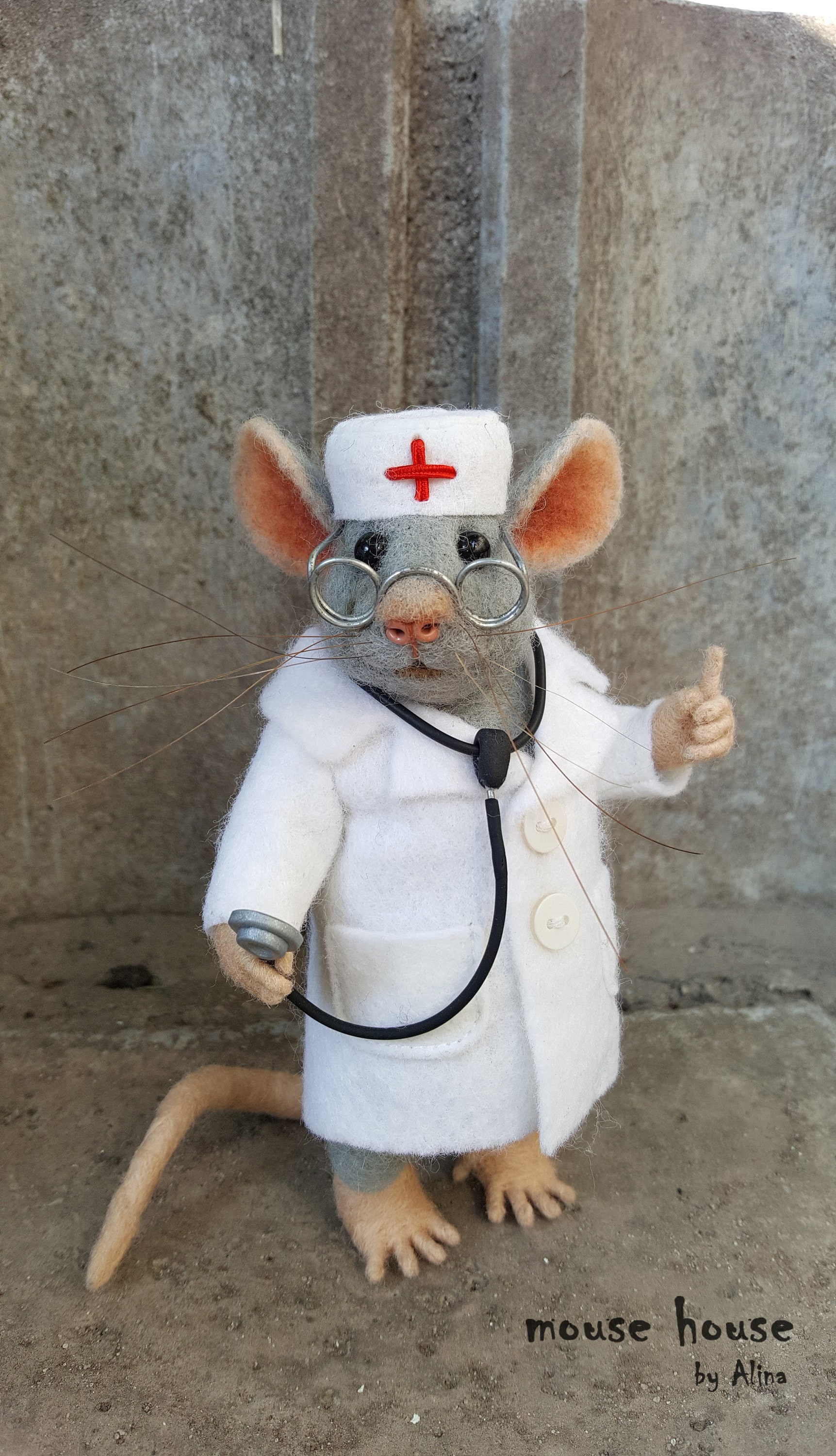 Needle Felted Doctor Mouse With Stethoscope Physician Gift for - Etsy