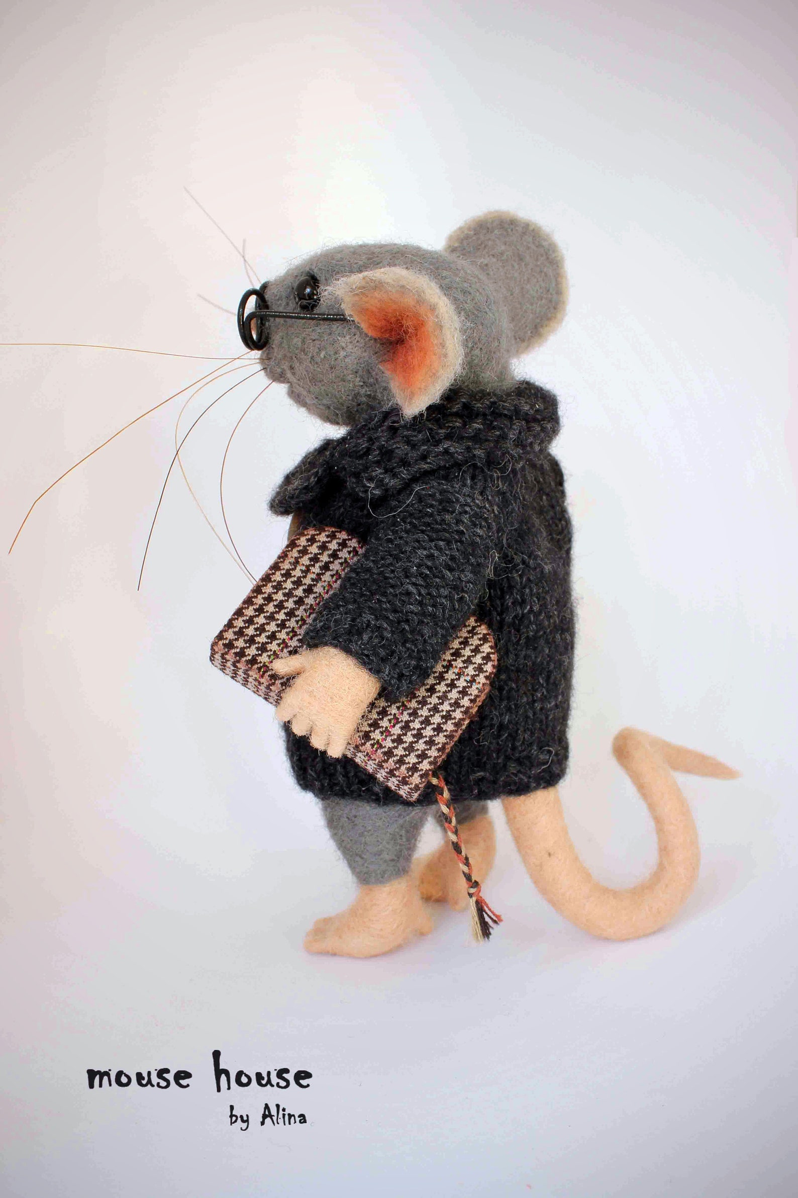 Needle Felted Rat With Book and Glasses Teaching Mouse Wool - Etsy