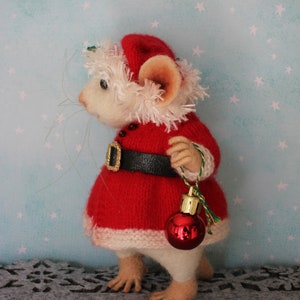 Santa Mouse, Christmas Decoration, Needle Felted Animal, Soft Sculpture ...