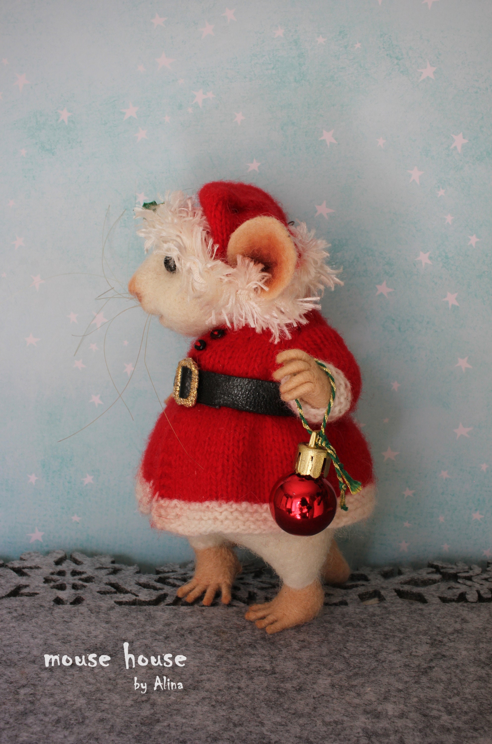 Santa Mouse Christmas Decoration Needle Felted Animal Soft | Etsy