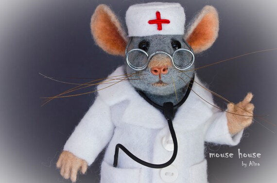 Needle Felted Doctor Mouse With Stethoscope Physician Gift for - Etsy