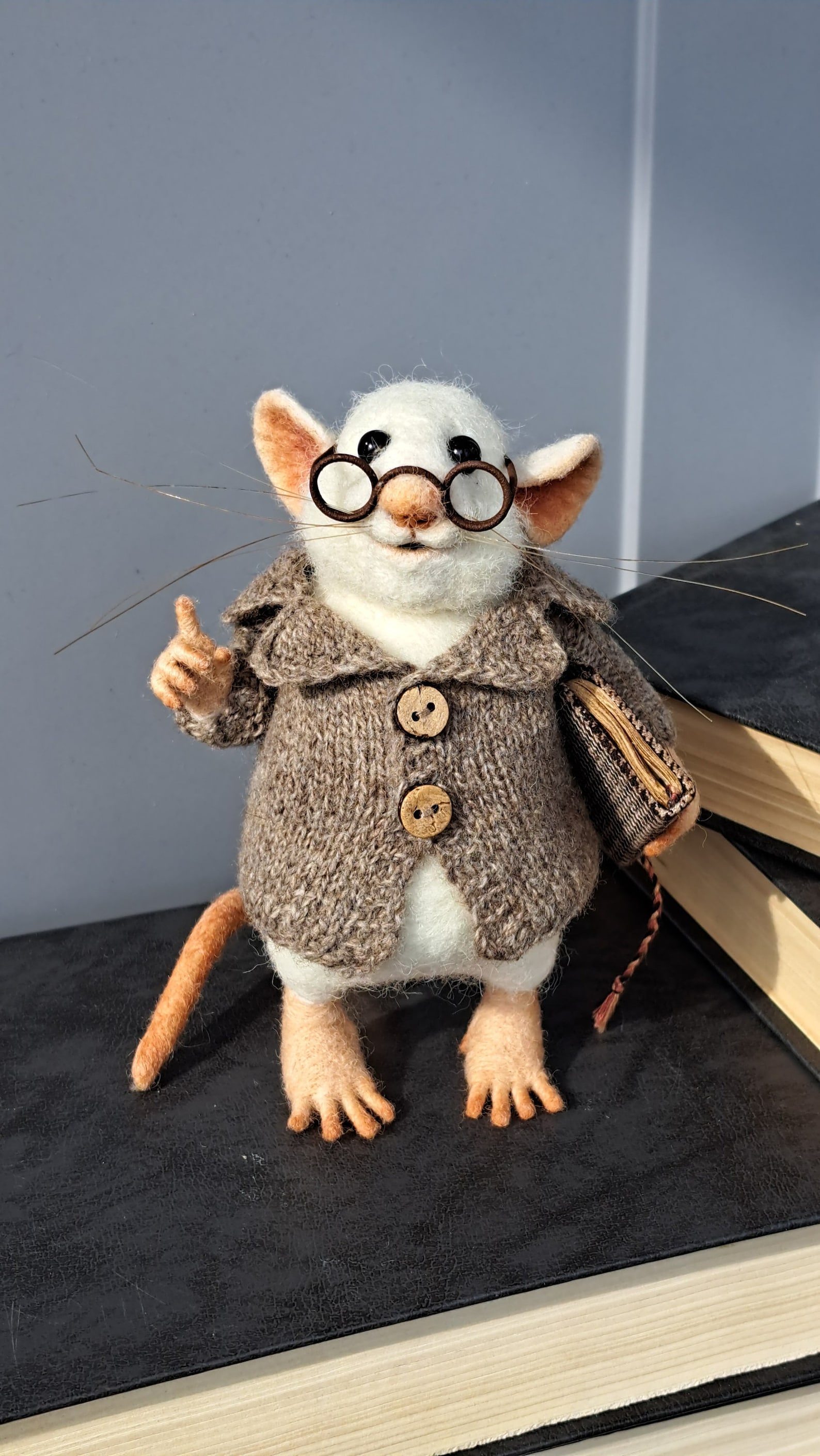 Nadel gefilzte Ratte mit Buch und Brille Lehr Maus Wolle Sammler ...