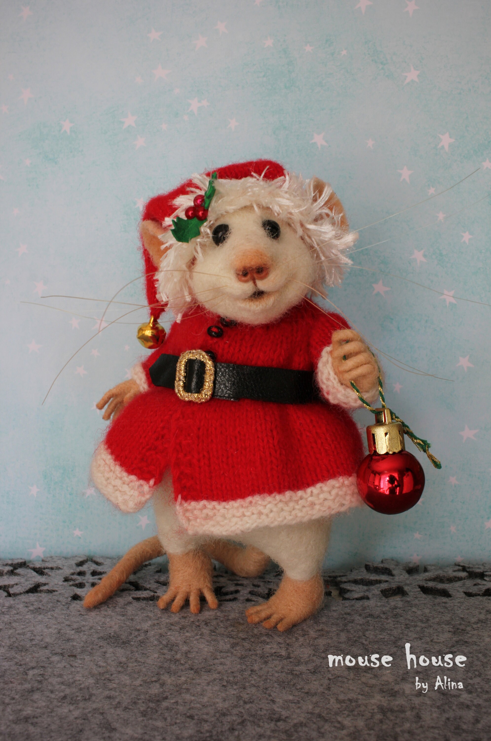 Santa Mouse Christmas Decoration Needle Felted Animal Soft | Etsy