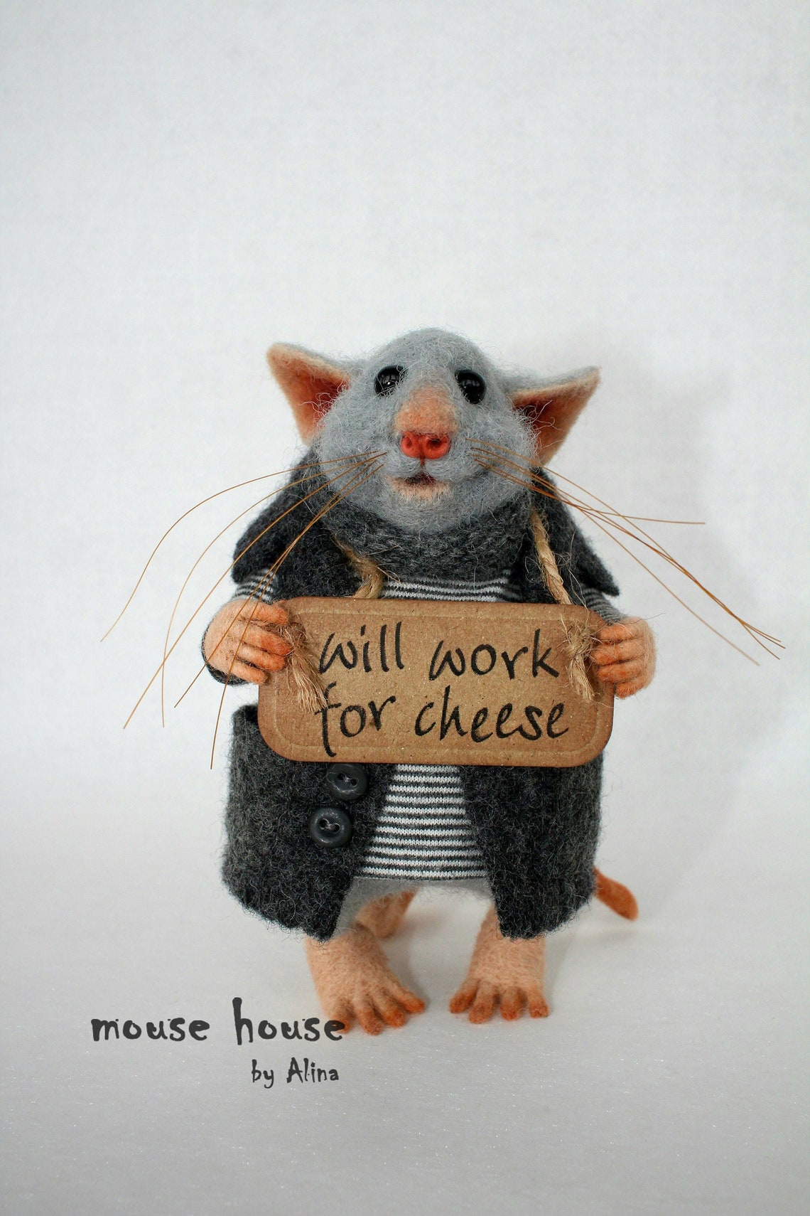 Homeless Mouse Collectible Doll Felted Mouse Soft - Etsy