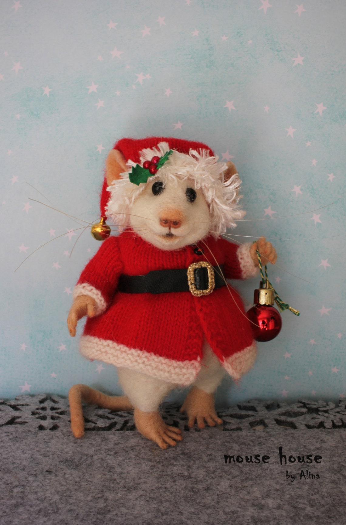 Santa Mouse Christmas Decoration Needle Felted Animal Soft | Etsy