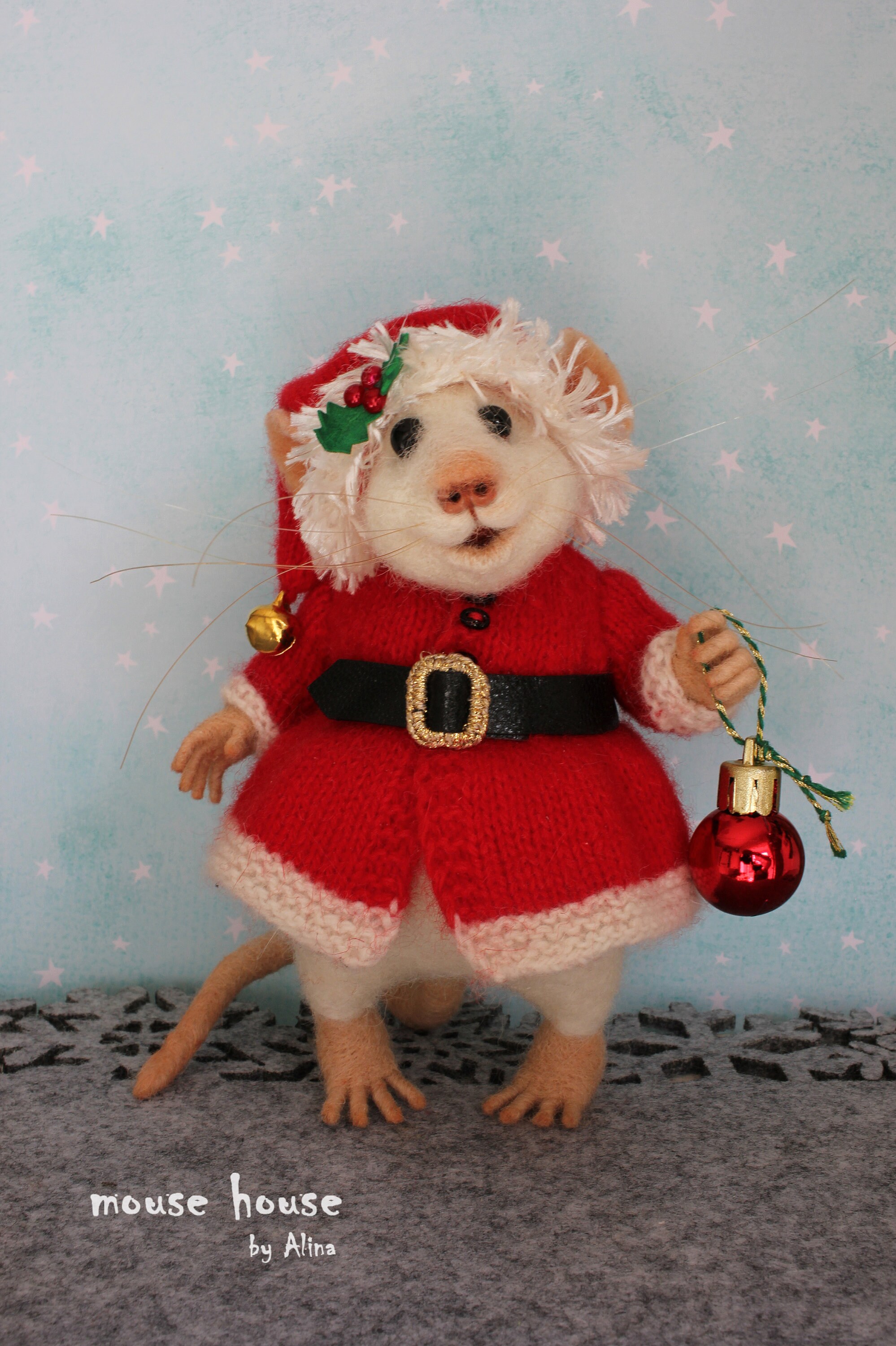 Santa Mouse Christmas Decoration Needle Felted Animal Soft | Etsy