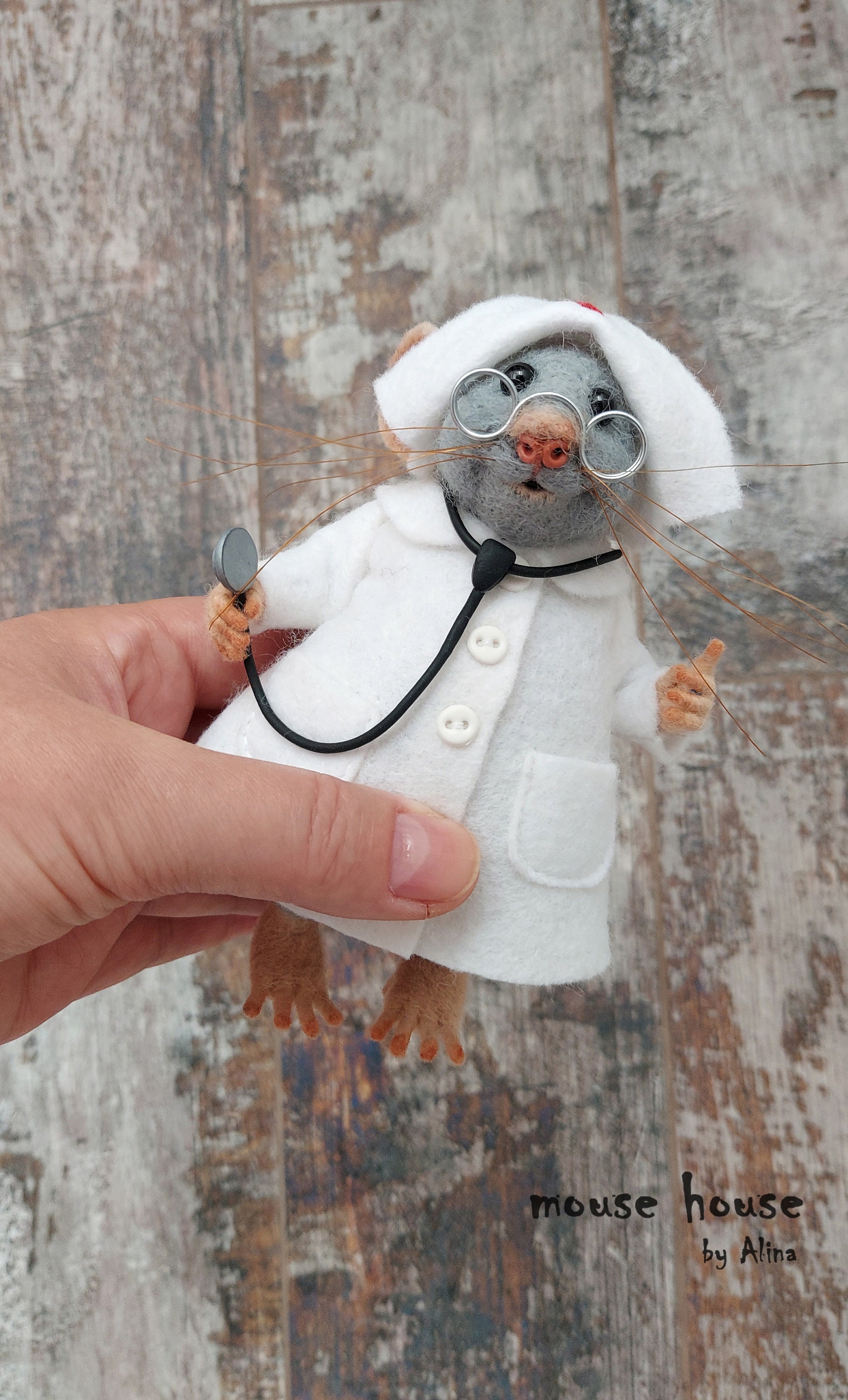 Needle Felted Doctor Mouse With Stethoscope Physician Gift for - Etsy