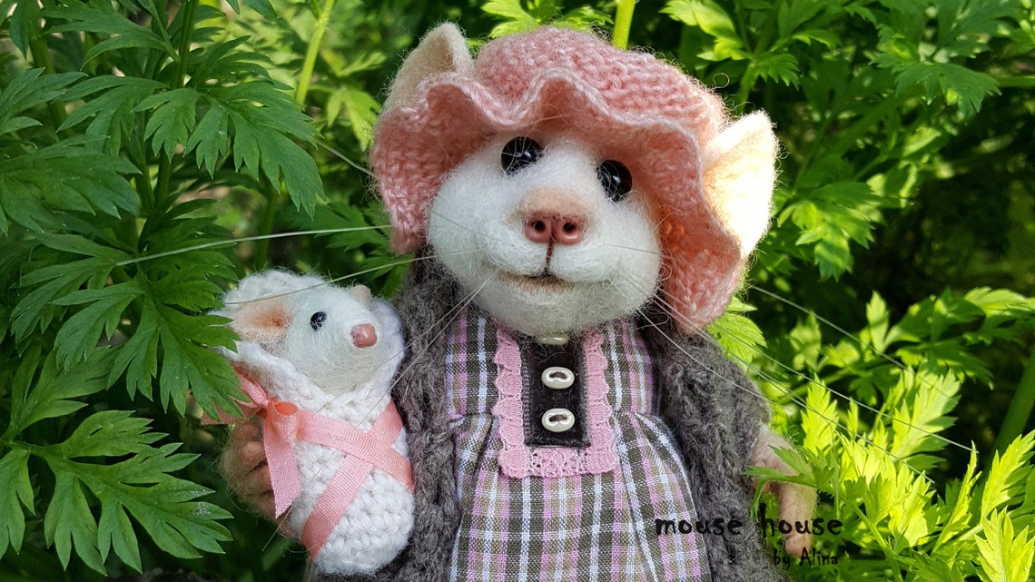 Needle Felted Mouse With Baby, Wool Art Doll, Collectible Figurine - Etsy