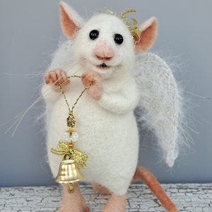Angel Figurine, Mouse With Wings, Christmas Decoration, Needle Felted ...