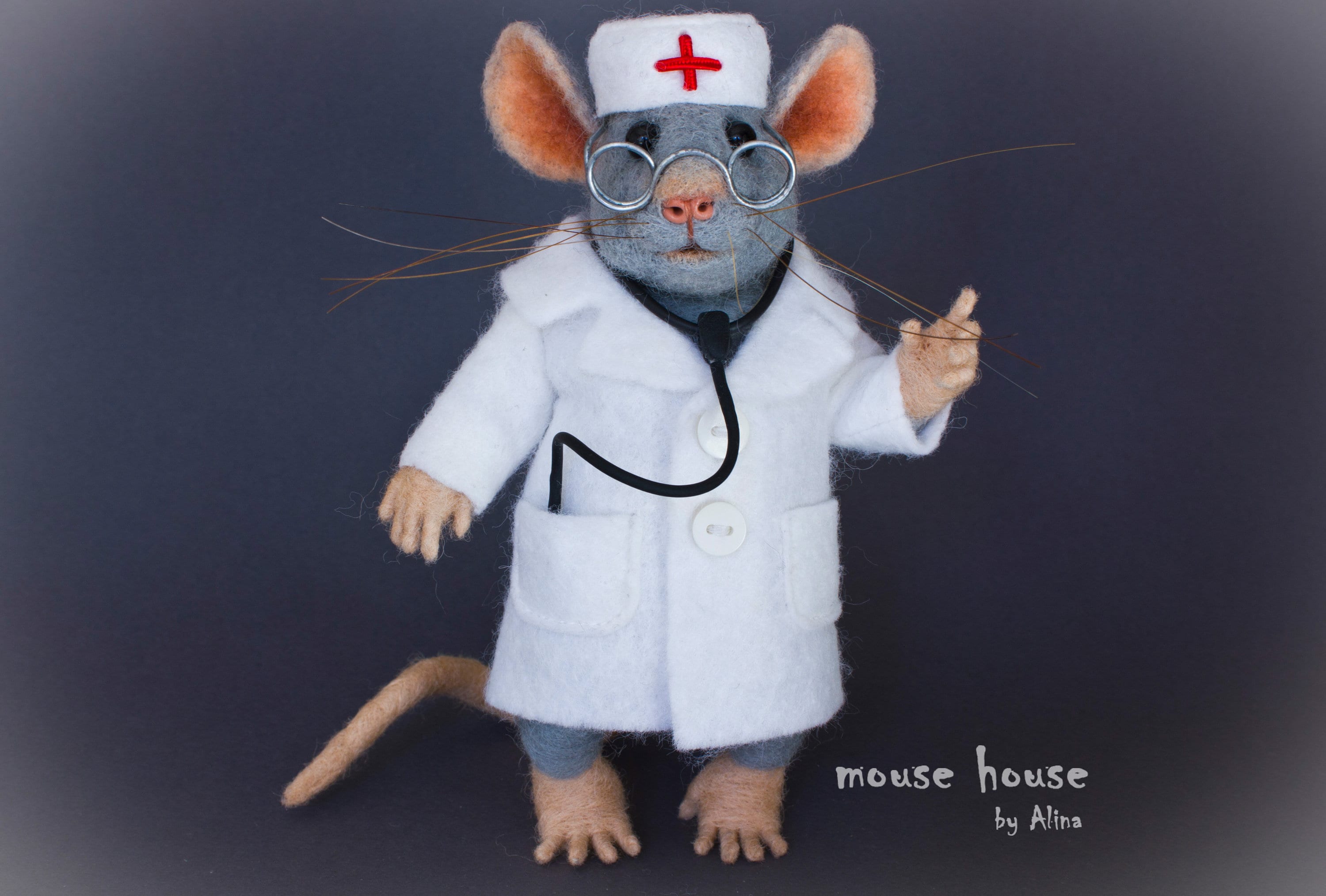 Needle Felted Doctor Mouse With Stethoscope Physician Gift for - Etsy