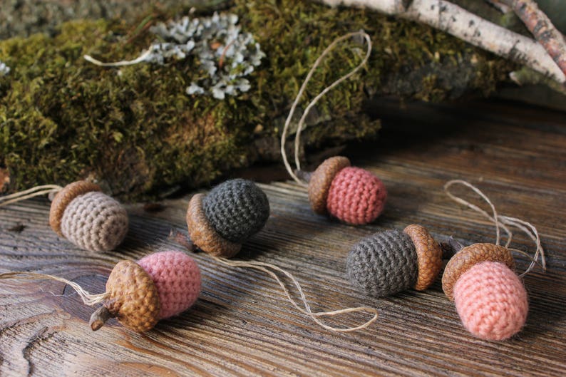 Set of 6 Crochet Wool Acorns Thanksgiving Fall Rustic Decor | Etsy
