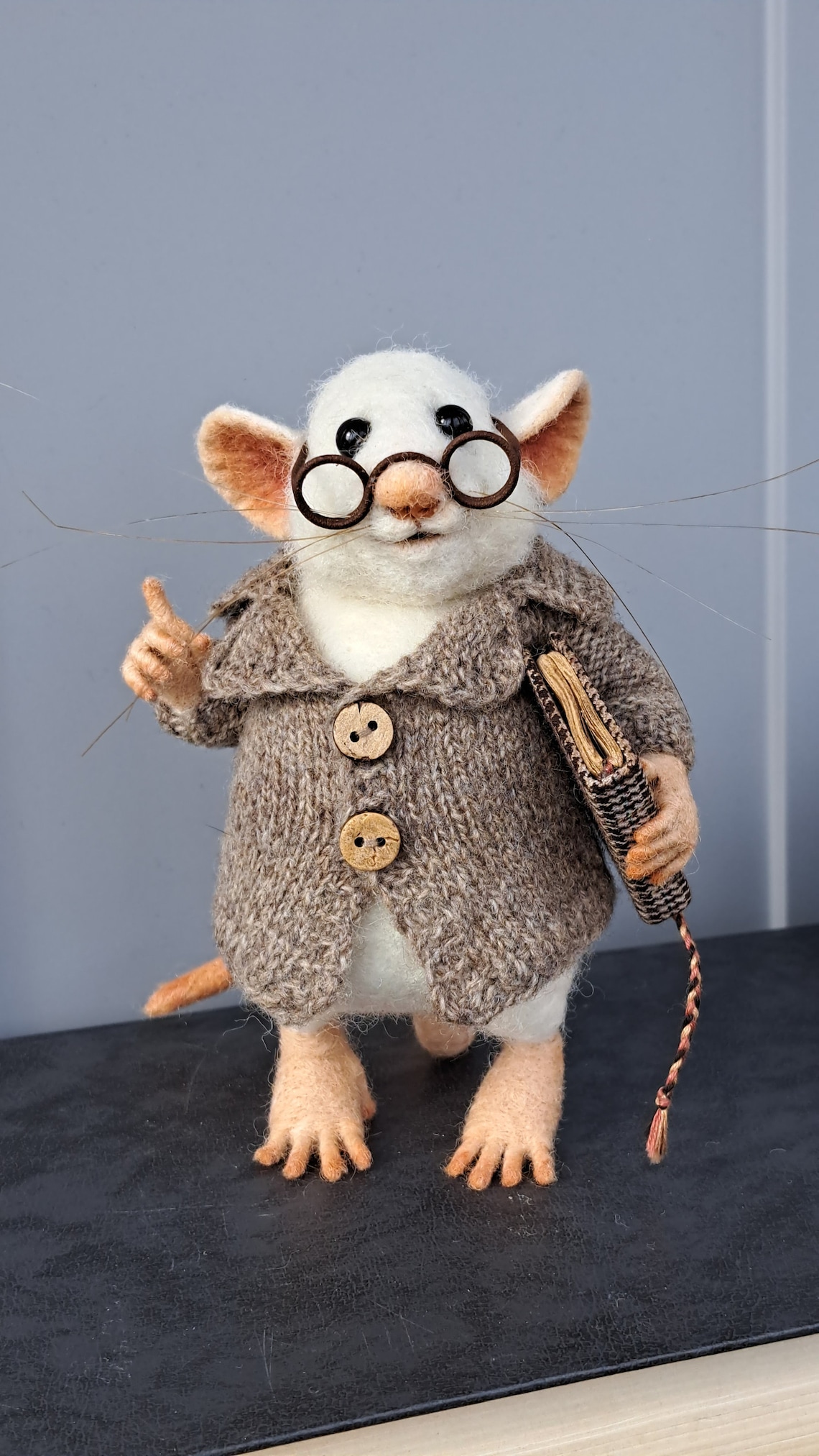 Nadel gefilzte Ratte mit Buch und Brille Lehr Maus Wolle Sammler ...
