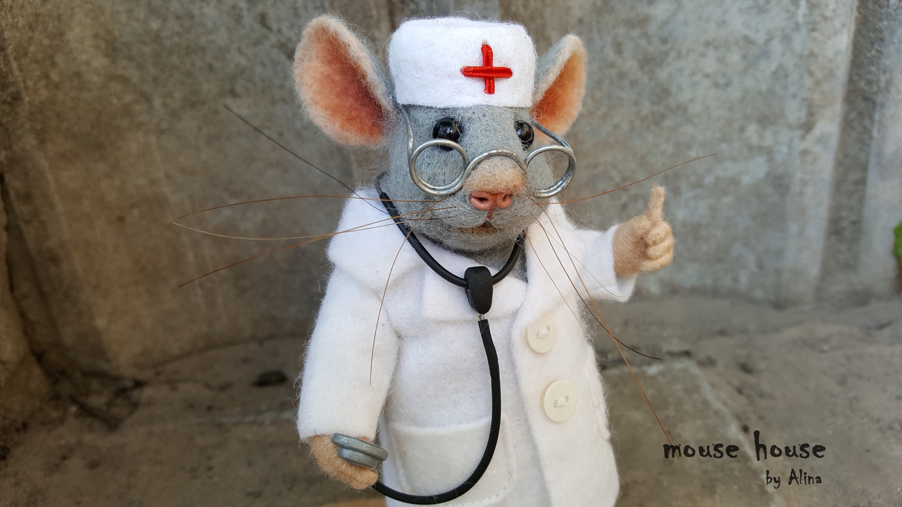 Needle Felted Doctor Mouse With Stethoscope Physician Gift for - Etsy