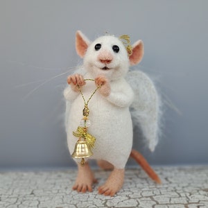 Angel Figurine, Mouse With Wings, Christmas Decoration, Needle Felted ...