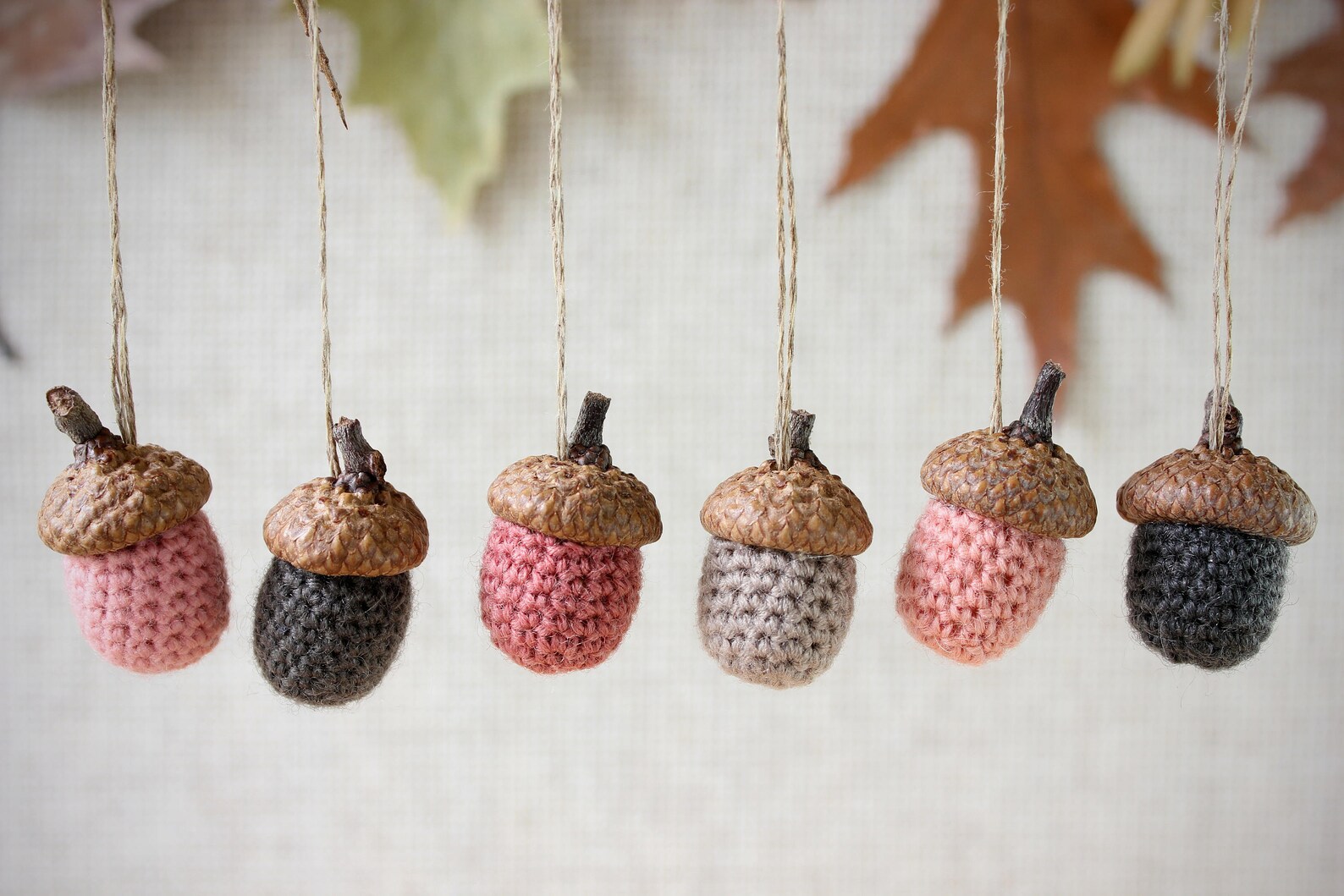 Set of 6 Crochet Wool Acorns Thanksgiving Fall Rustic Decor | Etsy