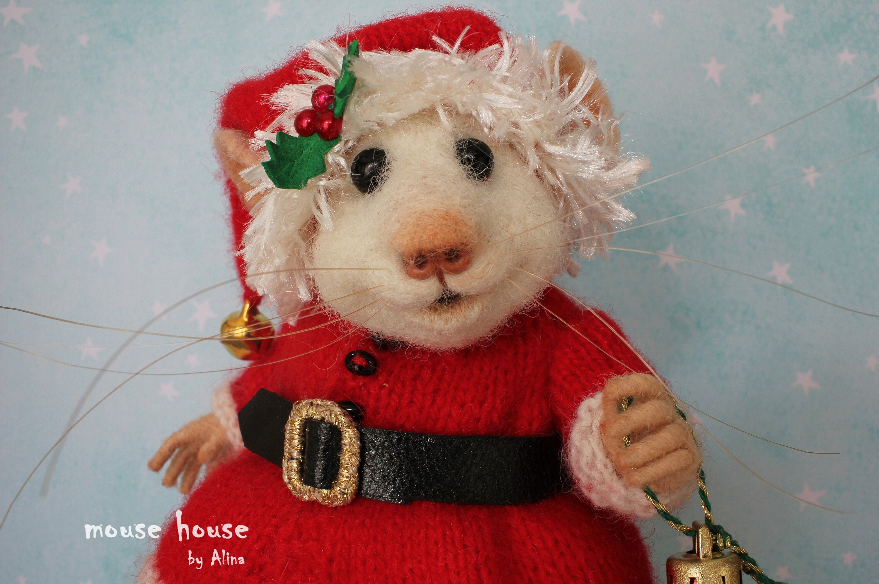 Santa Mouse, Christmas Decoration, Needle Felted Animal, Soft Sculpture ...