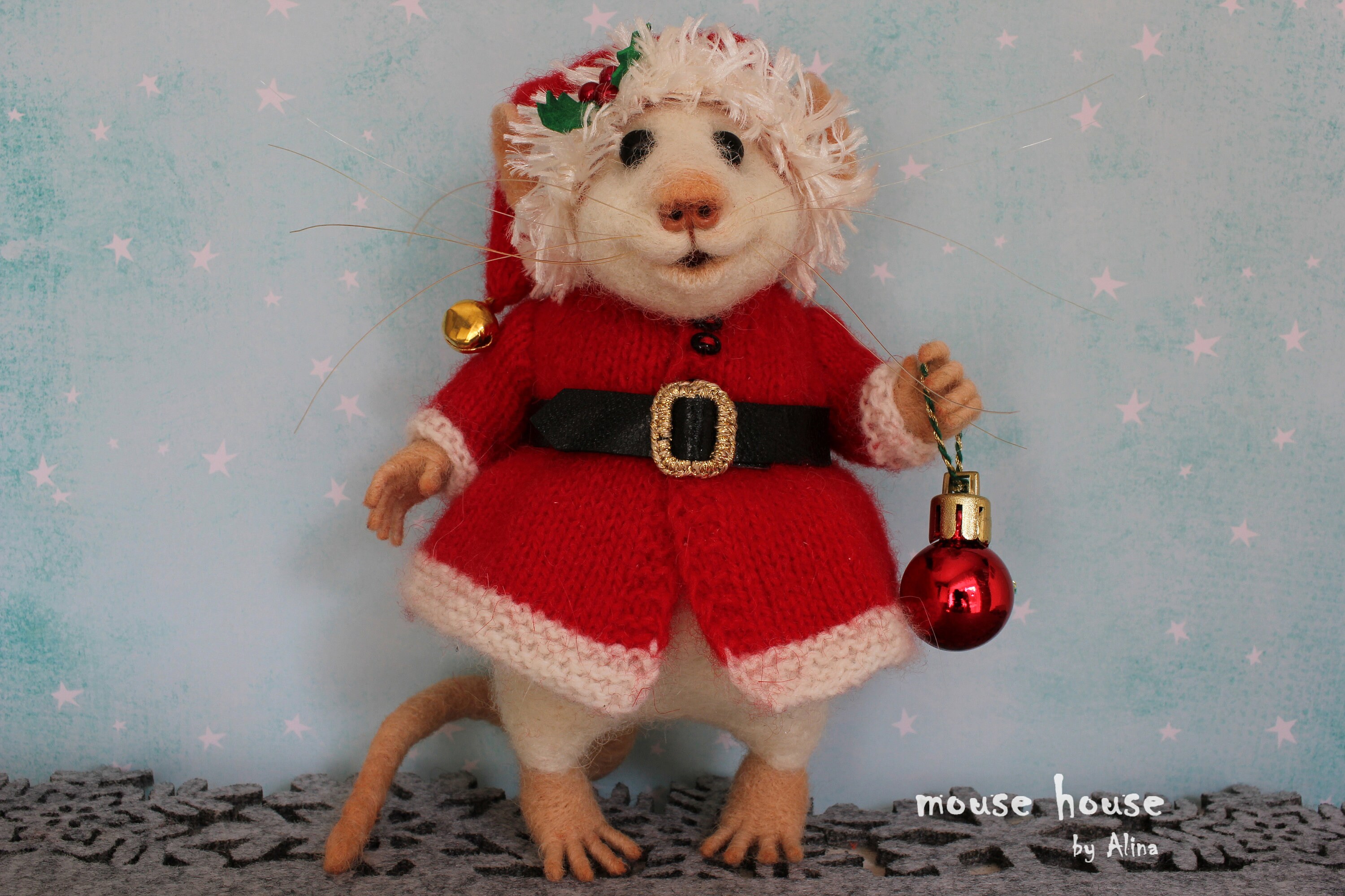 Santa Mouse Christmas Decoration Needle Felted Animal Soft | Etsy