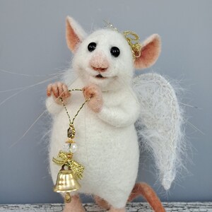 Angel Figurine, Mouse With Wings, Christmas Decoration, Needle Felted ...
