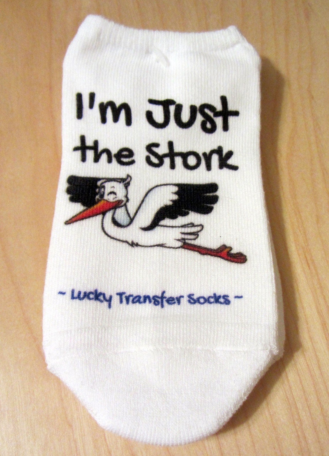 IVF Gift, Surrogacy, IVF Socks I'm Just the Stork Lucky Transfer Socks ...
