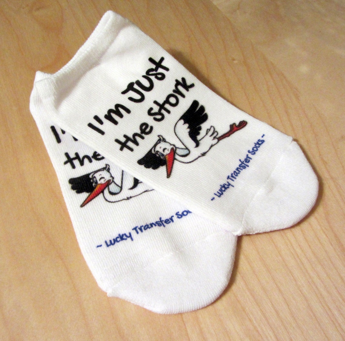 IVF Gift, Surrogacy, IVF Socks I'm Just the Stork Lucky Transfer Socks ...