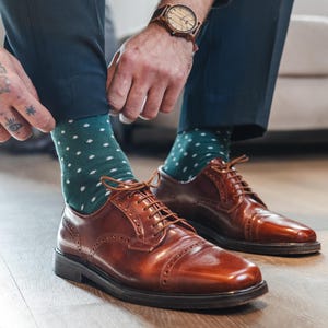 Emerald Polka Dot Dress Socks for Men: Combed Cotton Groomsmen Socks - Etsy