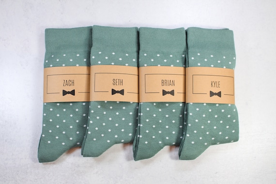 Personalized Groomsmen Socks Sage Green Polka Dot Wedding - Etsy