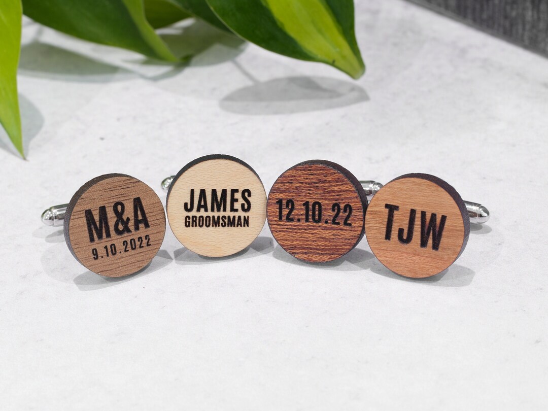 Personalized Wood Cufflinks for Men | Engraved Custom Cufflinks With ...