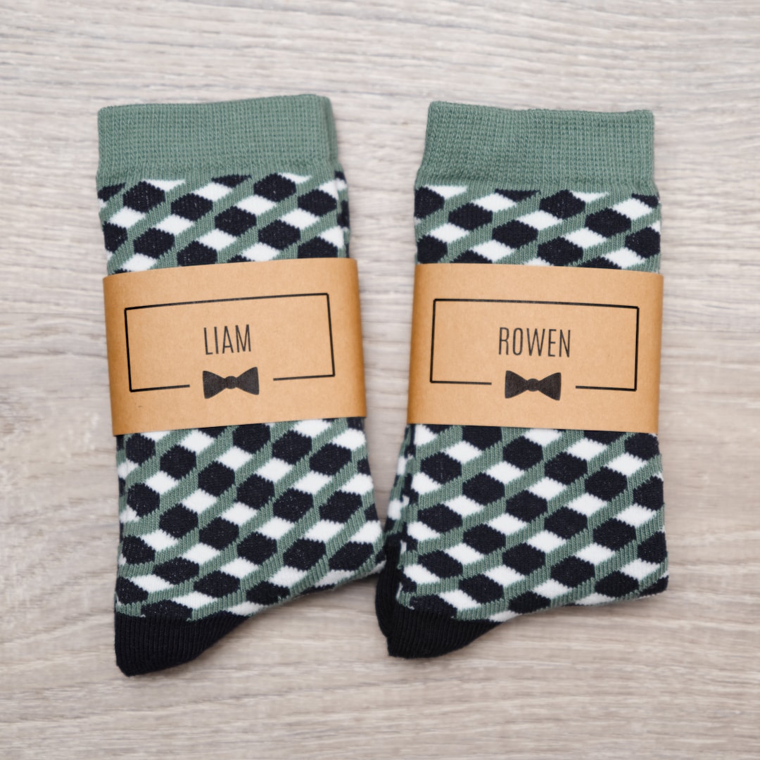 Kids Wedding Socks | Sage Green Funky Socks Personalized for Ring ...