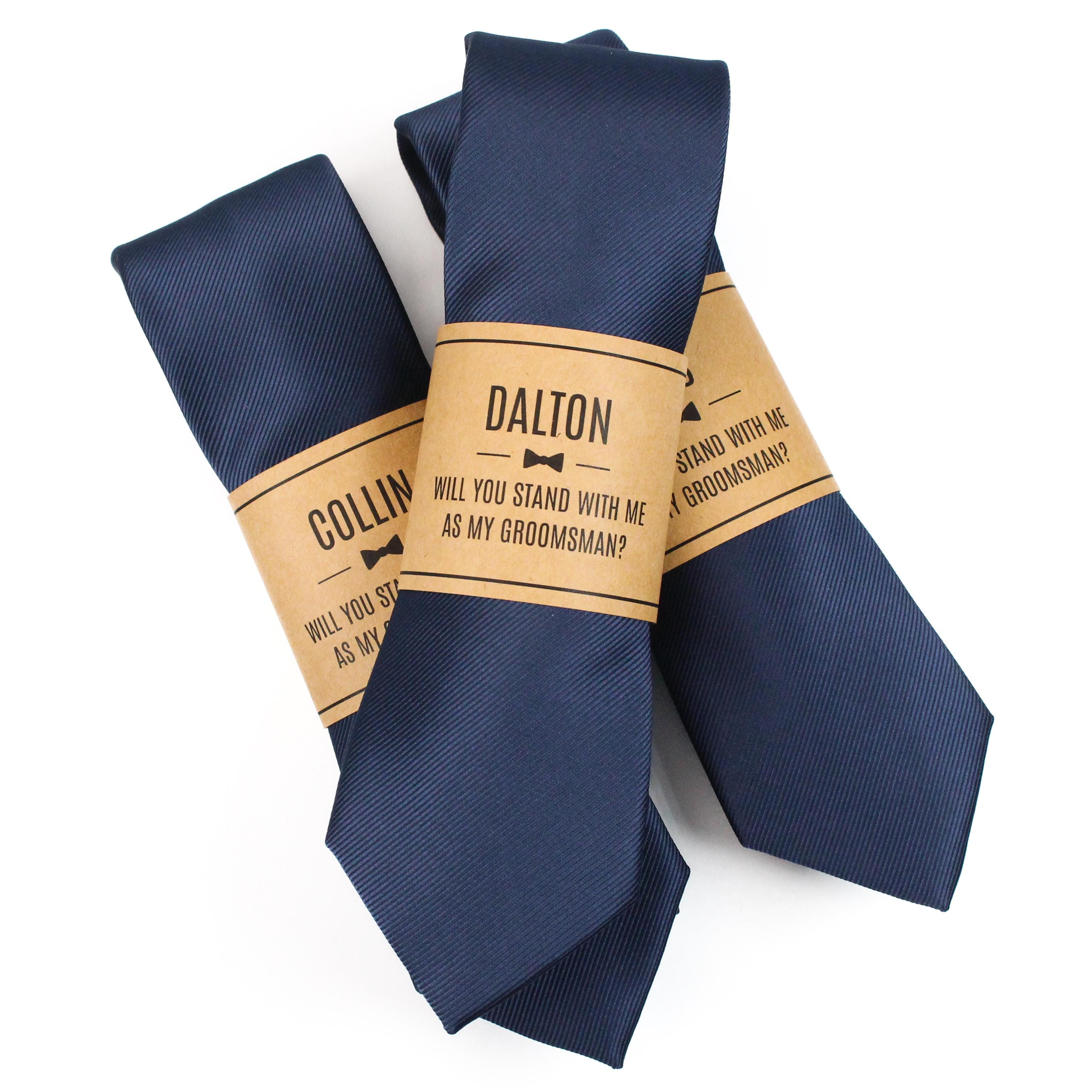 Navy Wedding Ties | Personalized Groomsmen Ties Solid Navy Blue ...