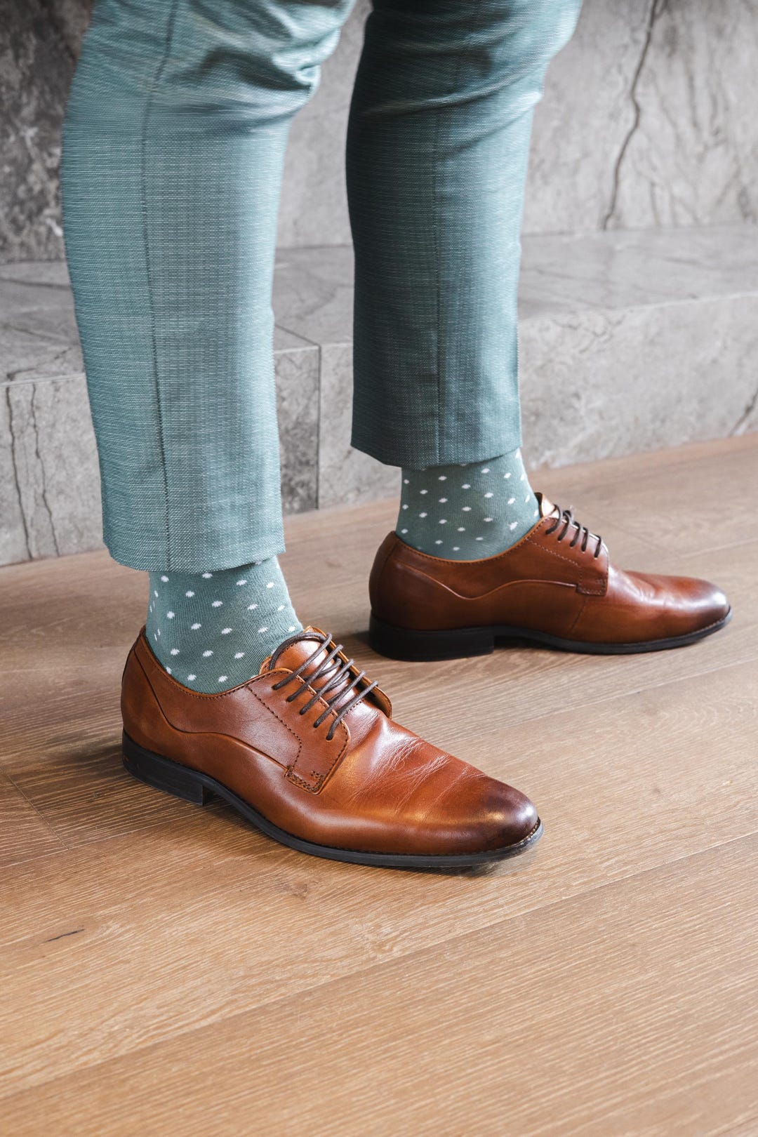 Sage Green Polka Dot Mens Dress Socks | Mens Size 7-13, Combed Cotton ...