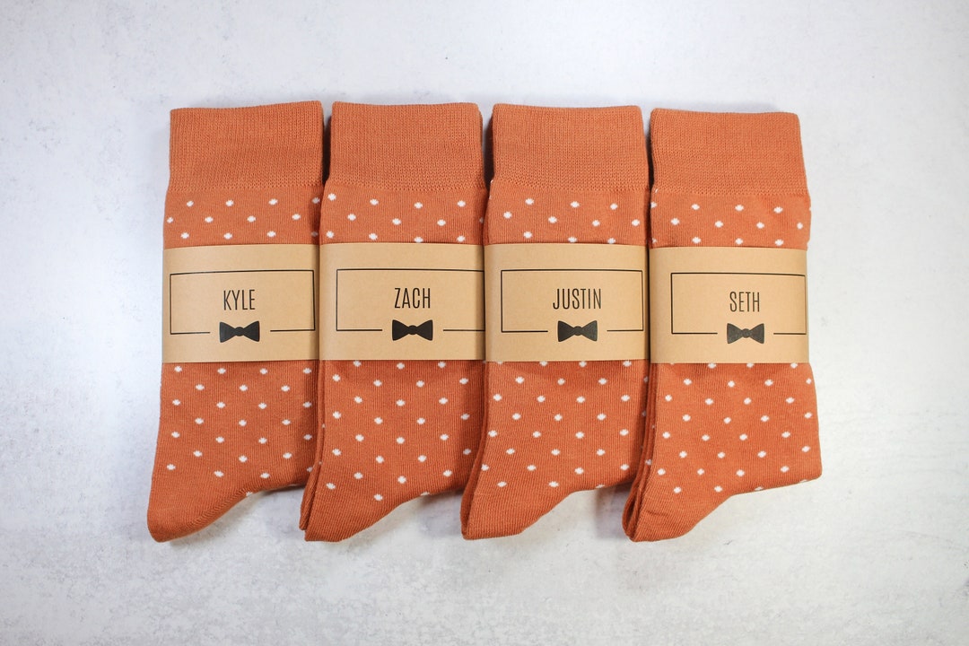 Personalized Groomsmen Socks: Burnt Orange Polka Dot Wedding Socks - Etsy
